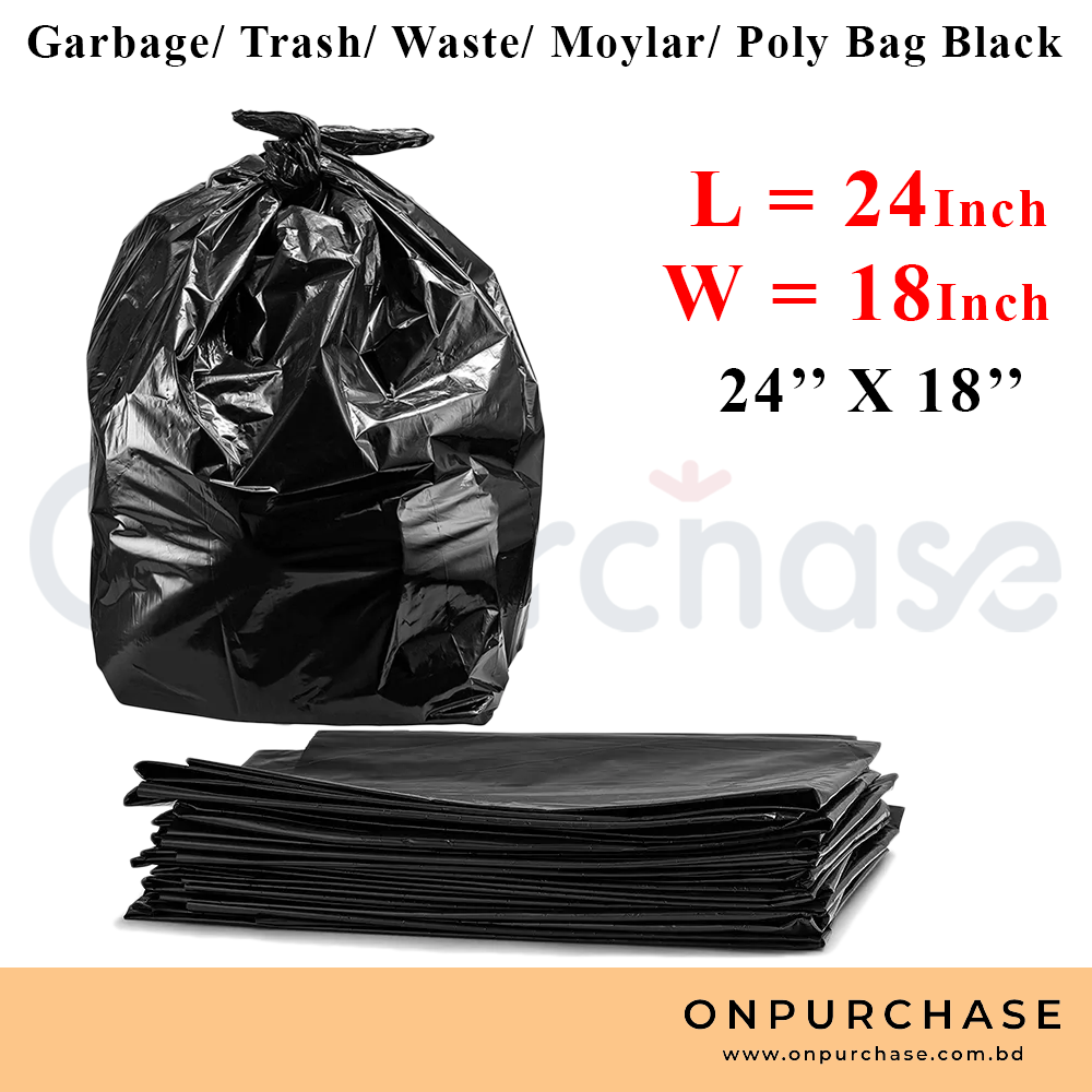24"*18" Black Poly bag / Garbage/ Trash/ Moylar bag 50 Piece | Daraz.com.bd