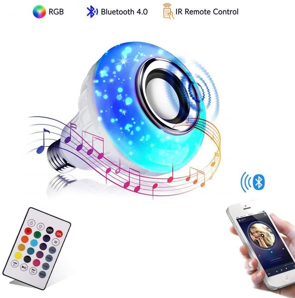 Smart Led Remote Control Bluetooth Speaker Music Bulb - AC, RGB remote ...