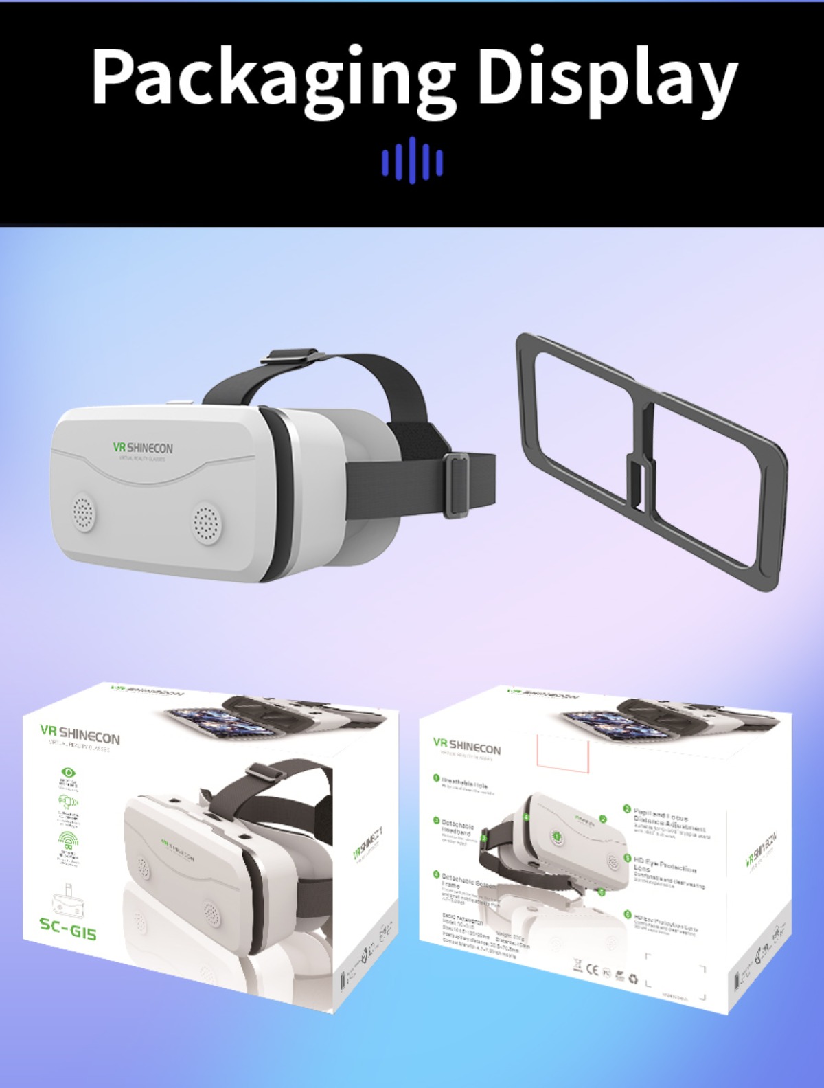 VR SHINECON SC-G15 Virtual Reality Glasses for 4.5-7 inch Smartphones
