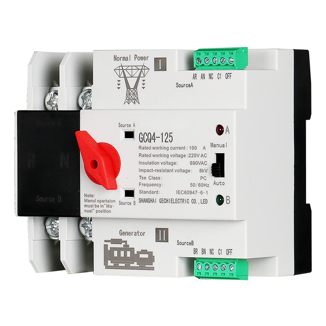 LKPCIGCXM Single Phase Din Rail ATS 220V PC Dual Power Automatic ...