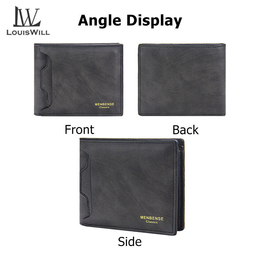 LouisWill Men Wallets Retro PU Short Wallet Business Wallets PU Clutch ...