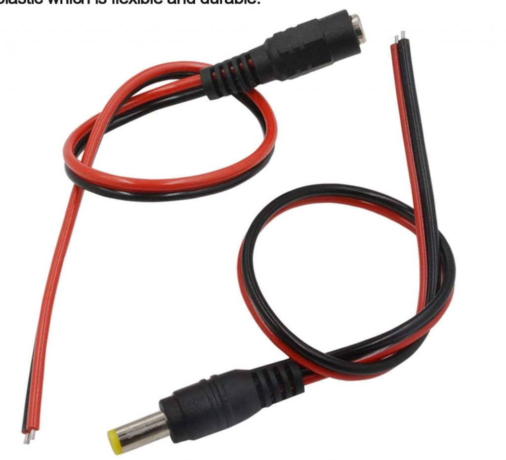 1Pair- Cable With MALE FEMALE 2 Pin Connector 2.1mm Male Female DC ...