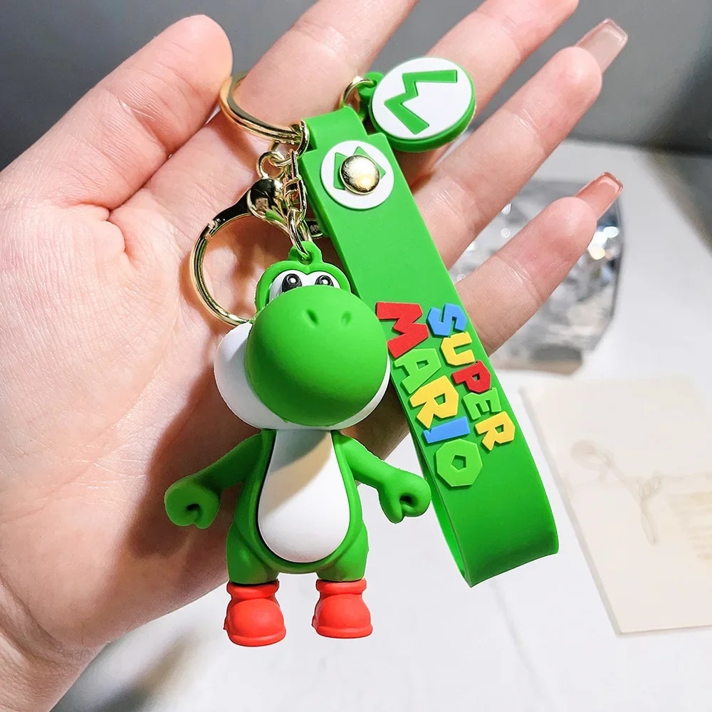 Super Mario 3D Cartoon Keychain Mario Bros Luigi Toad Yoshi Bowser ...