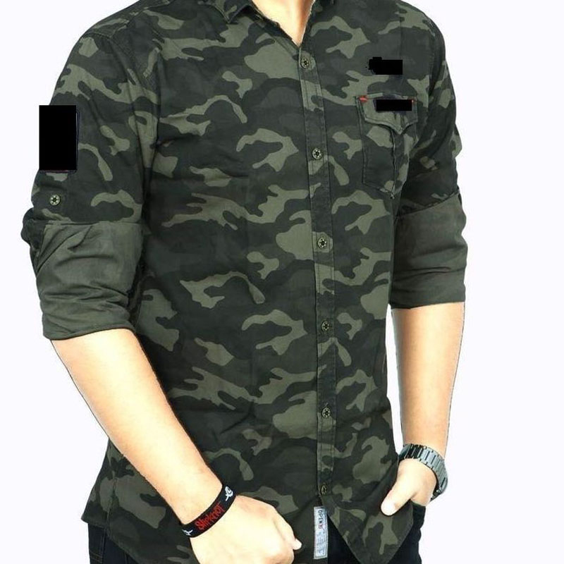 Army Green Cotton Long Sleeve Casual Shirt For Men - Army Green Shirt ...