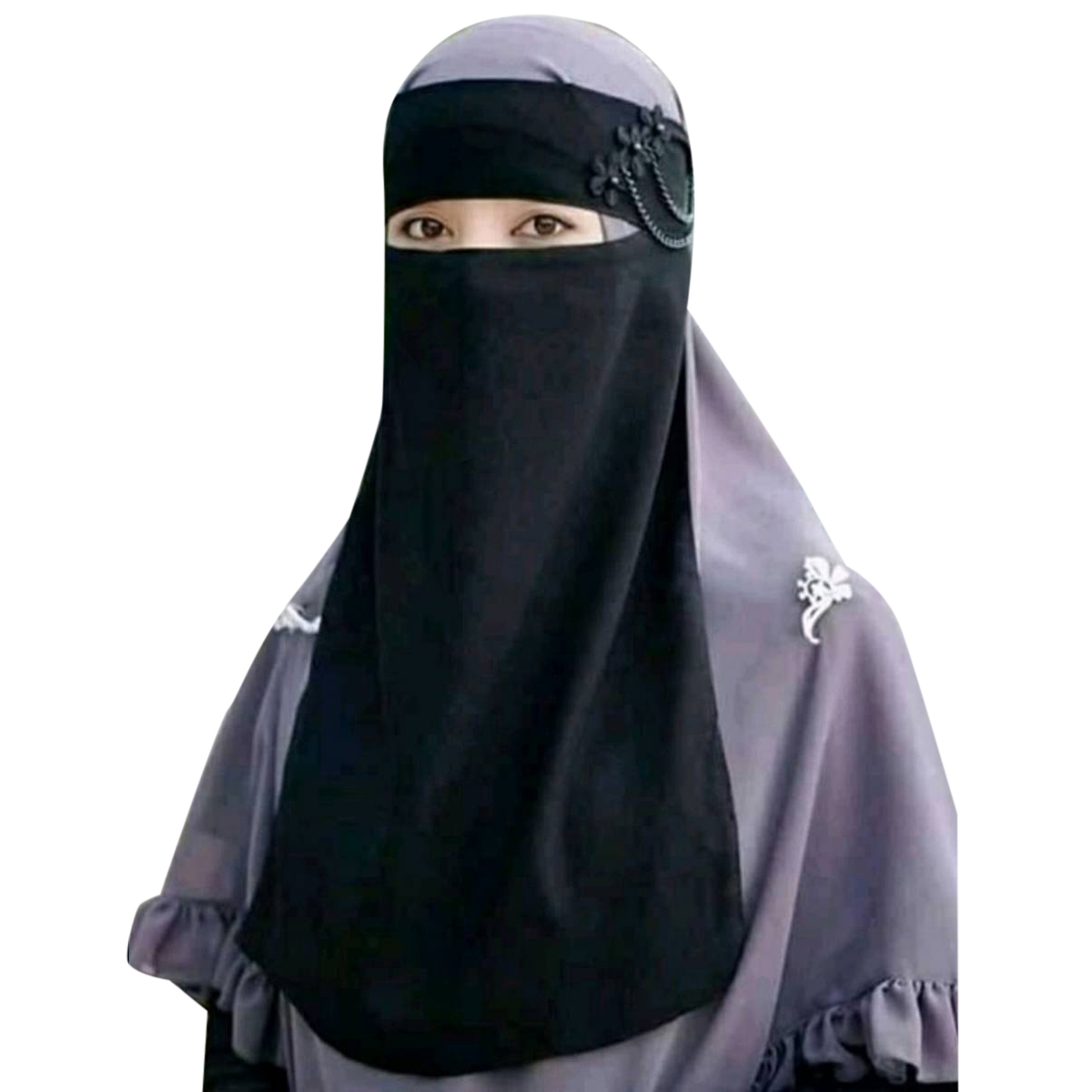 Plain Muslim Hijab 1 layer Niqab Veil Burqa Face Cover Jilbab Islam ...