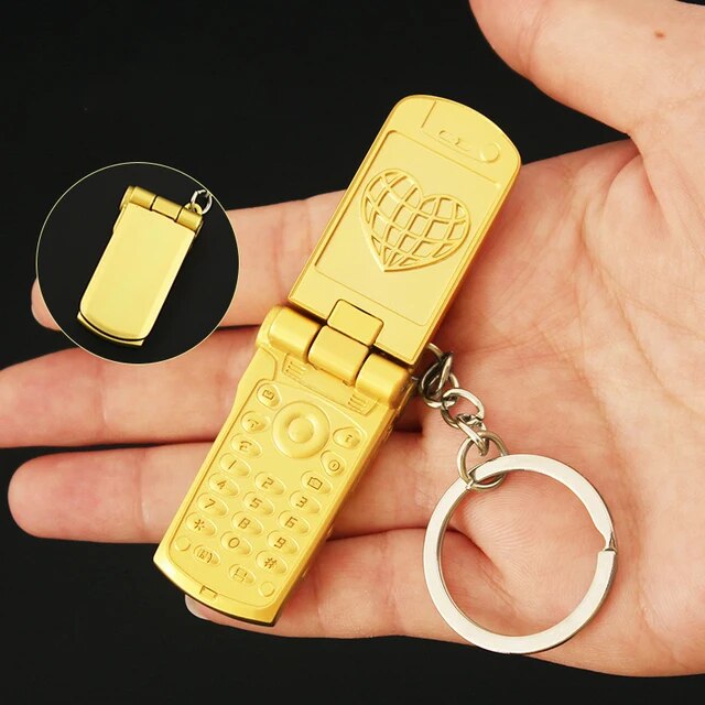 Y2K Phone Model Keychains Mini Cell Phone Figure Toys Key Ring Metal ...