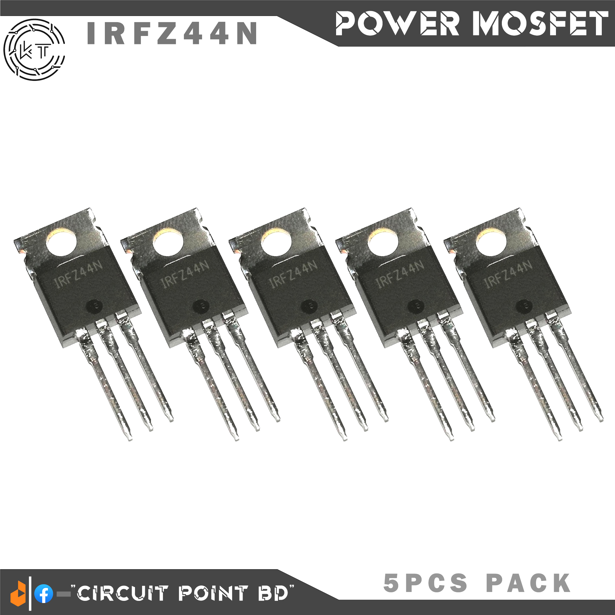 2Pcs IRFZ44N IRFZ44 Power Transistor MOSFET N-Channel 49A Amp 55V 3 Pin For Electronics & DIY ...