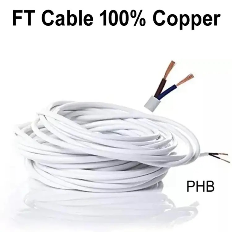 30 Feet 23/76 Cable Two Core Flat Flexible PVC Insulated PVC Sheathed ...