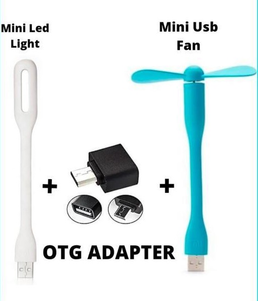 Usb fan + led light + otg type c combo- Any colors for mobile, laptop ...