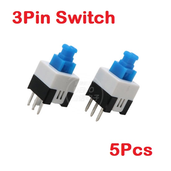 5Pcs- SELFLOCK 3 Pin Square 6x6x8mm 3 Pin 0.1A 30V DC Mini Self-Locking ...