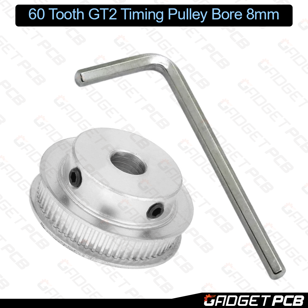 60 Teeth 8mm Pulley 8mm Shaft Hole Aluminum GT2 Timing Pulley 8mm Bore ...
