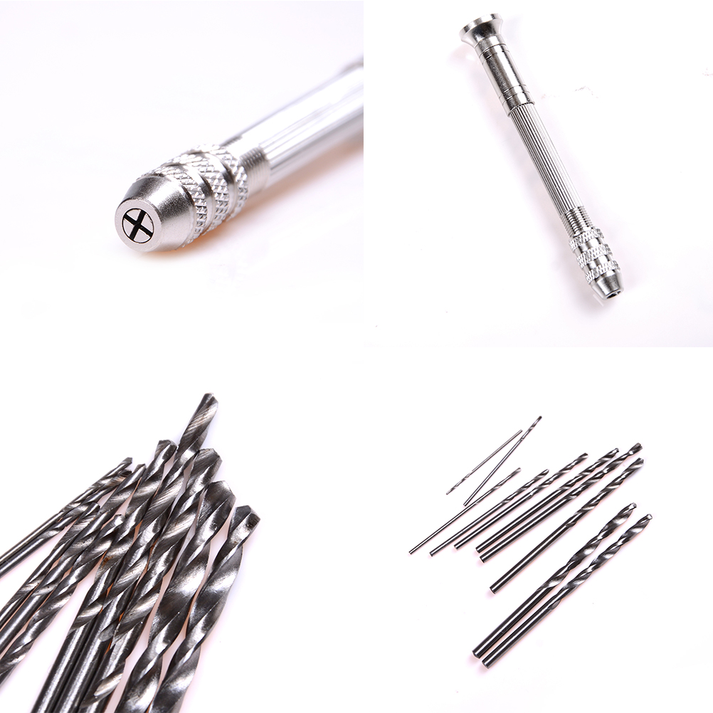 Mini Micro Aluminum Hand Drill With Keyless Chuck +10x Twist Drills ...