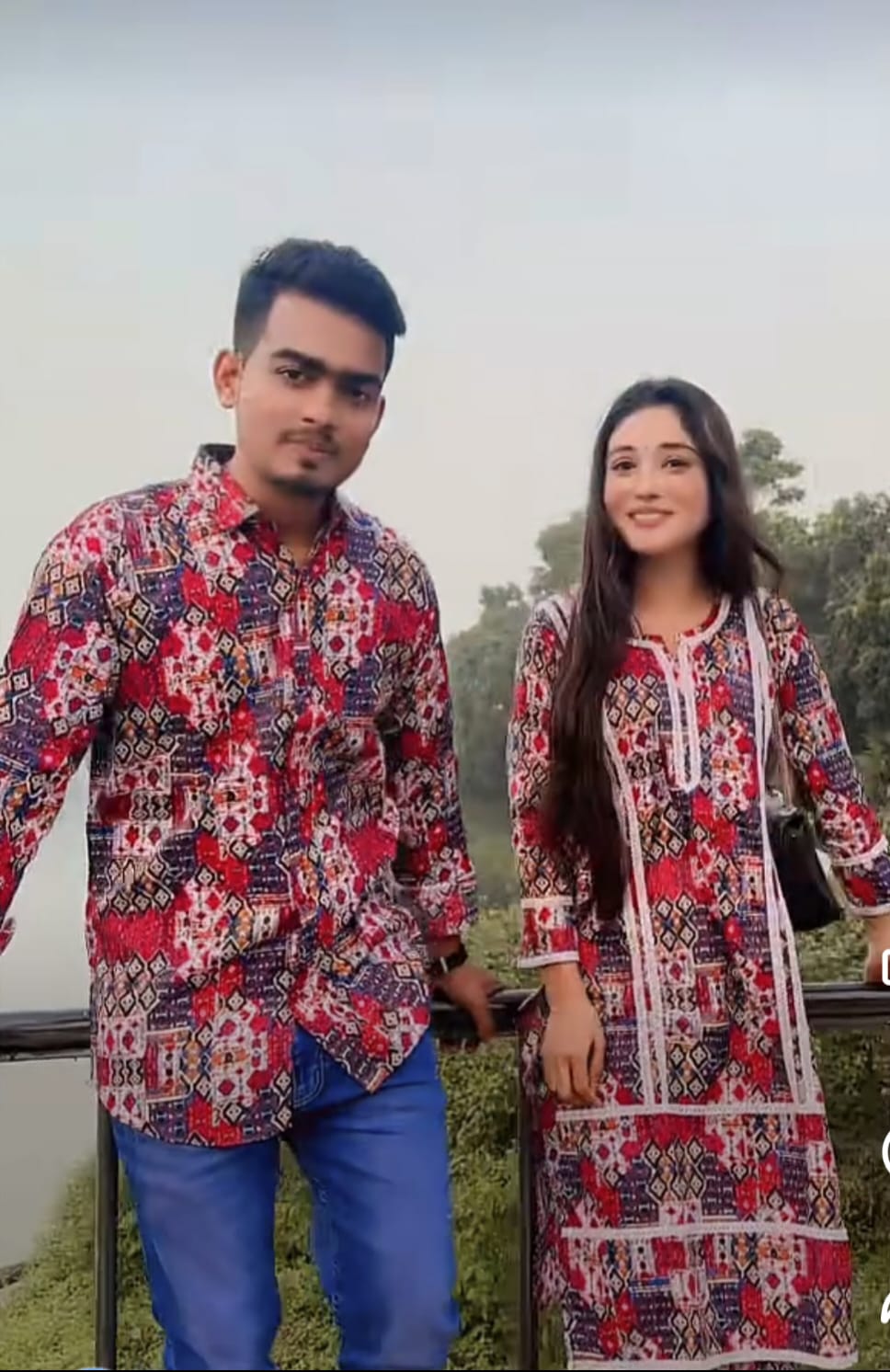 Readymade Muslin Cotton Fabrics Couple Set, Matching Dress, Traditional ...