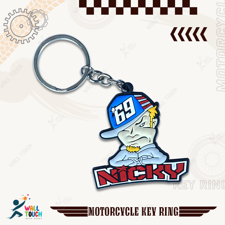 NICKY PVC Keychain Key ring Red Rubber Motorcycle Bike Car Collectible ...