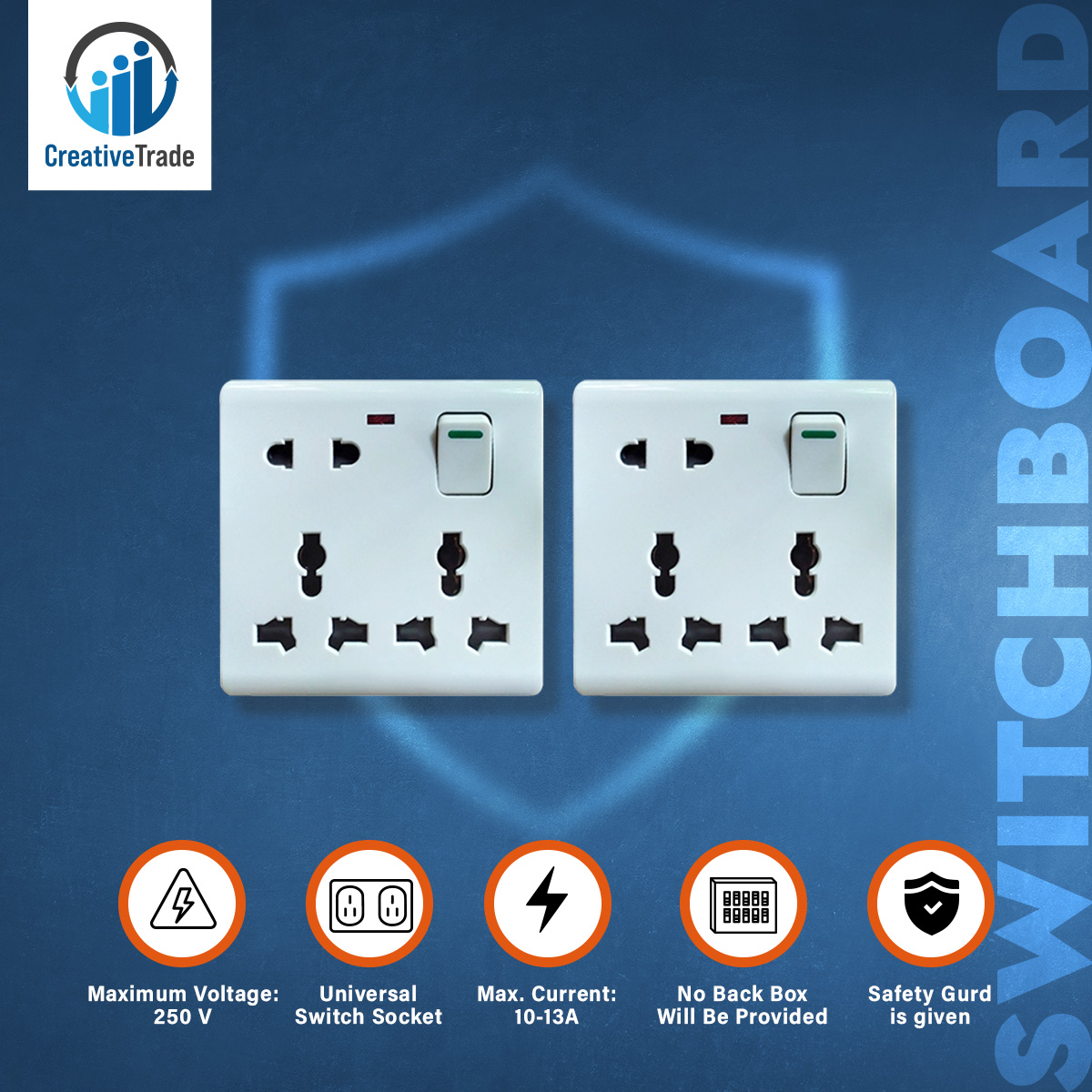 2 Piece Multi Function Universal Wall Socket - 8 Pin Socket- Only ...