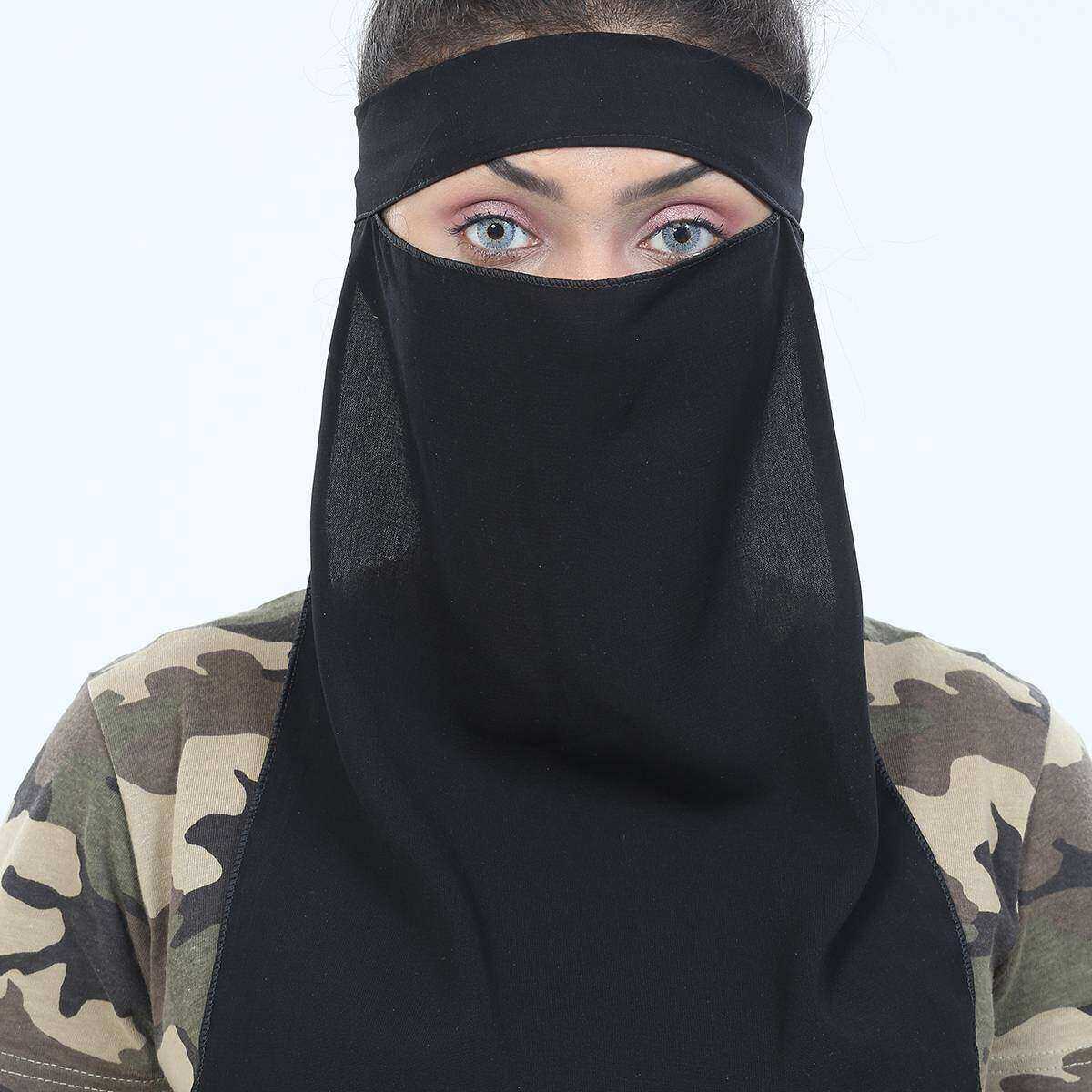 NIQAB MUSLIM HIJAB SAUDI 1 ONE LAYERS ISLAMIC Face Cover Veil Burqa ...