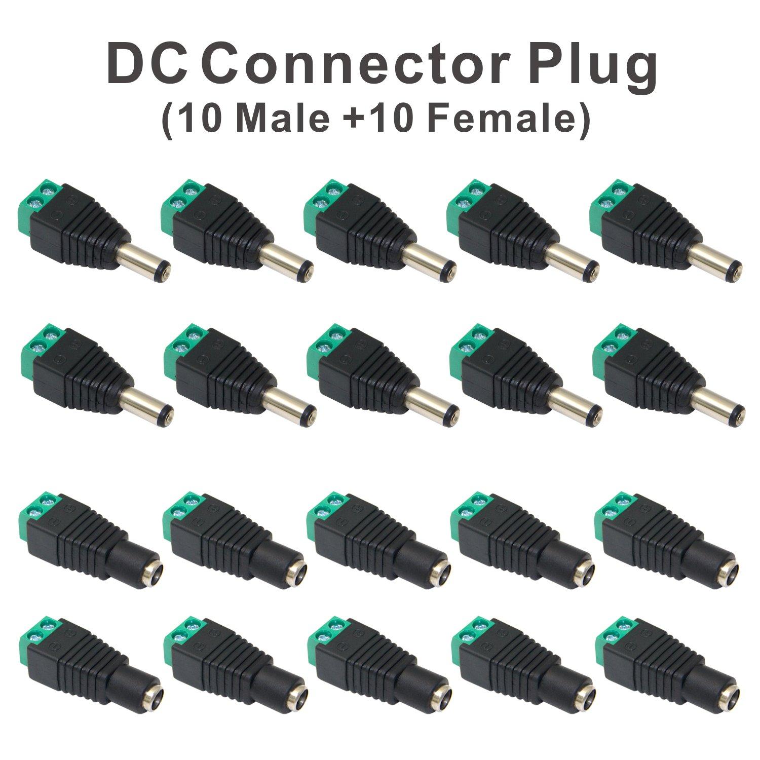 DC Power Balun Connector Adapter Plug Male Female Jack Socket 10 pair ...
