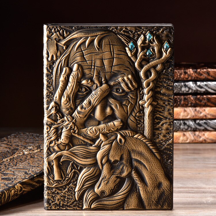 European-style Vintage Embossed Leather Notebook Diary Note Book ...