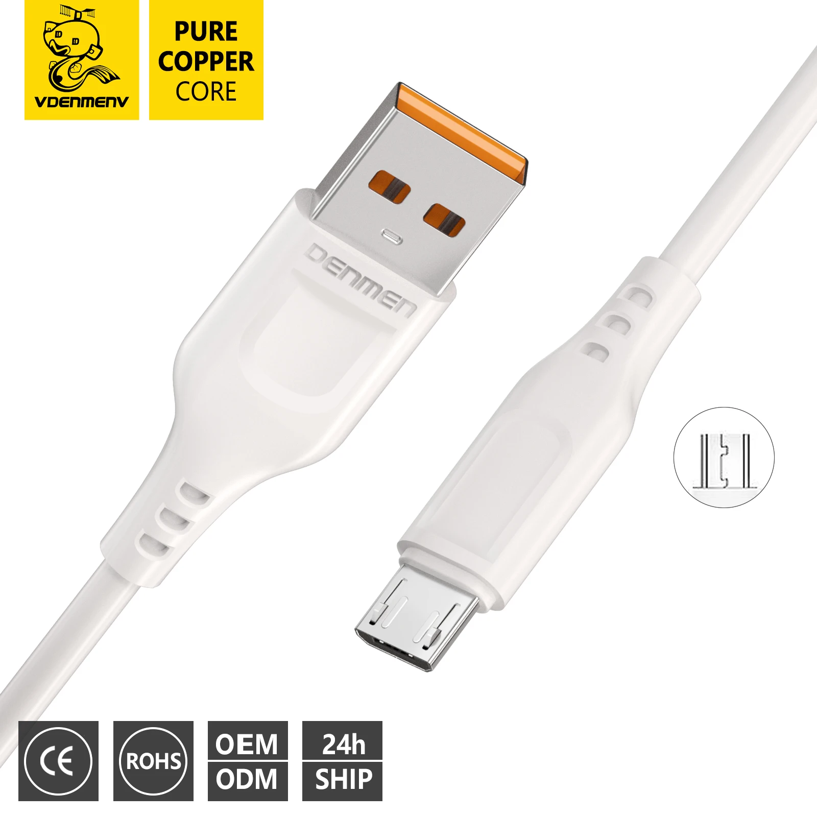 VDENMENV D01V 2.4A Micro USB Cable Super Fast Micro USB Charging Cable 1Meter