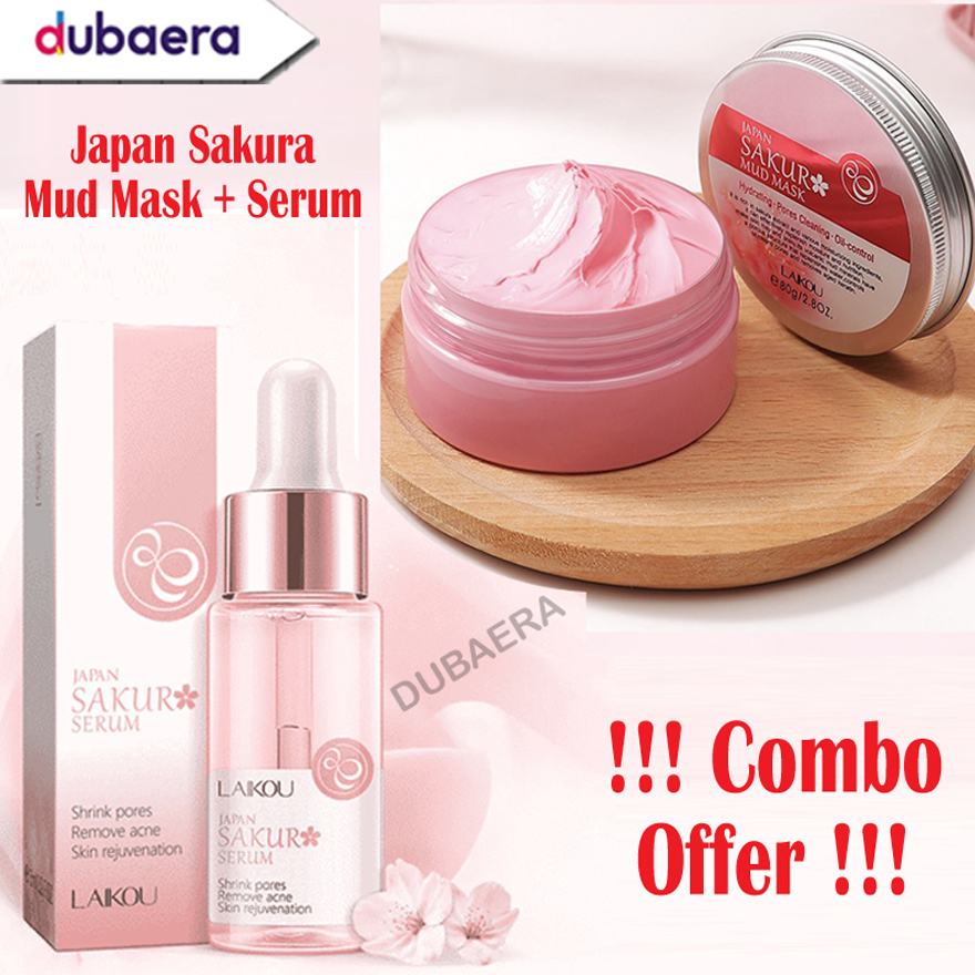 LAIKOU Japan Sakura Mud Mask 80 gm + Serum 17 ml (Combo Offer) | Daraz ...
