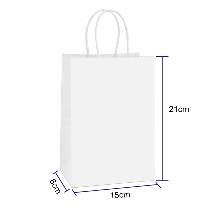 Kraft Paper Bags 50Pcs 5.9X3.14X8.2 Inches Small Paper Gift Bags White ...
