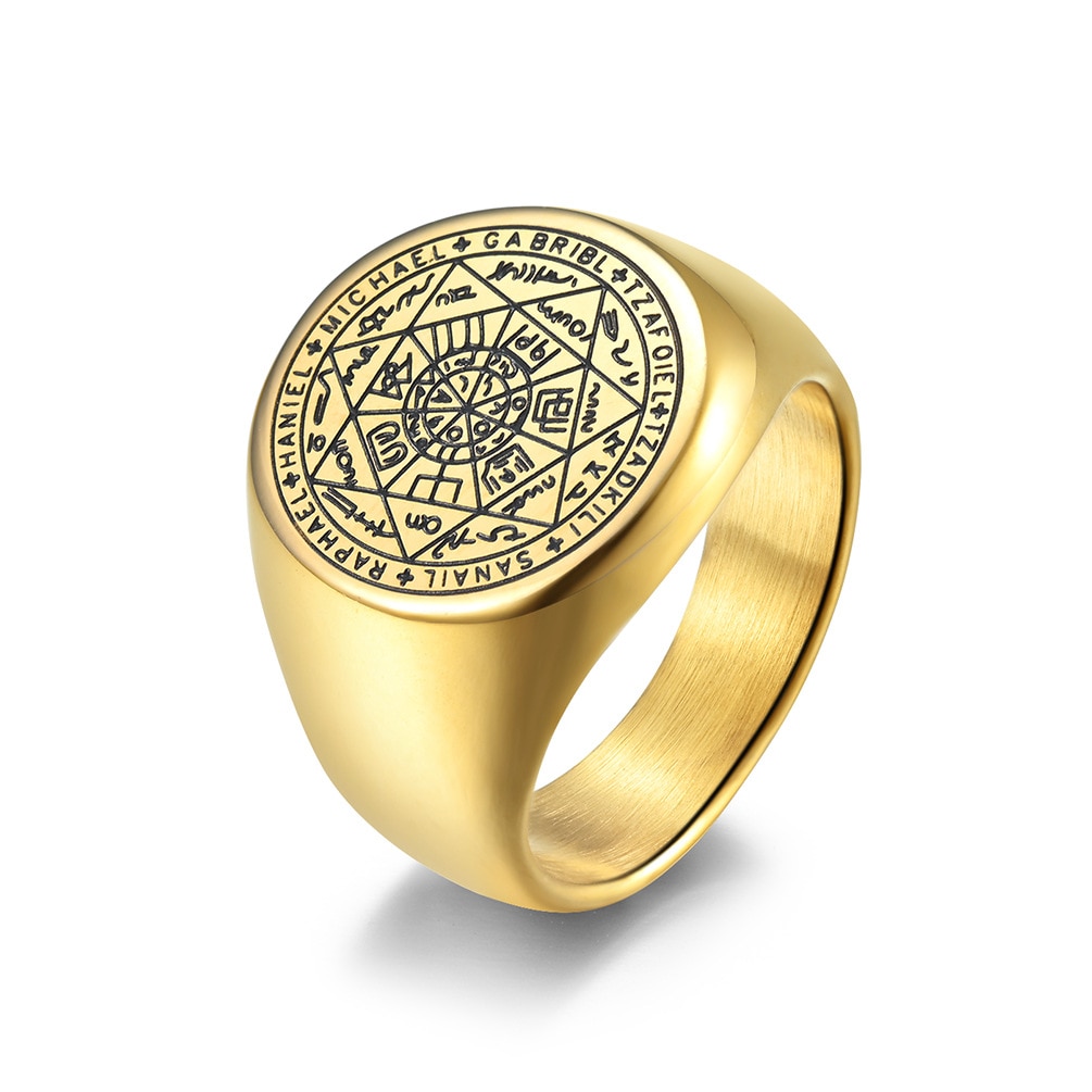 【happy one】The Key of Solomon Rings Stainless Steel The Seal of the ...