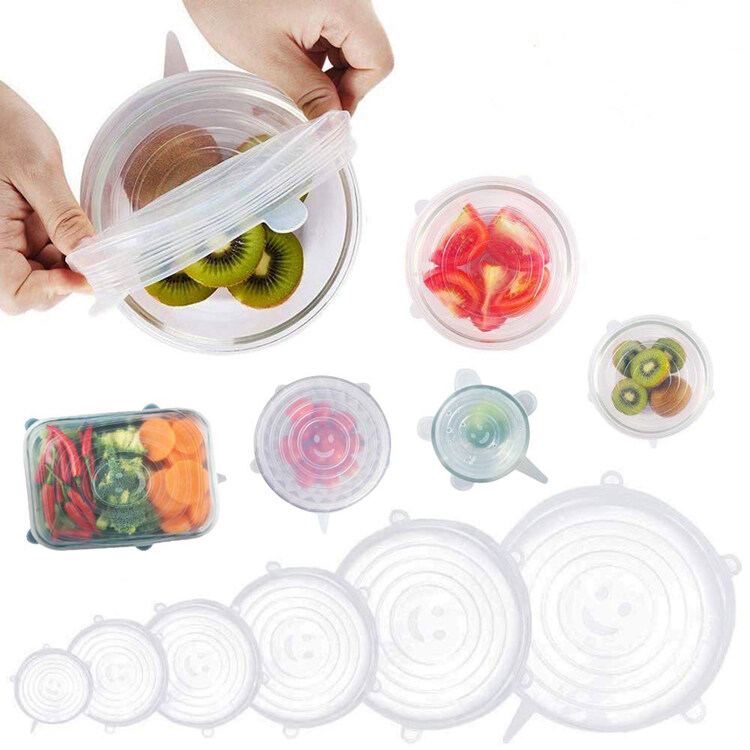Silicon Food Cover Set of 6pcs Kitchen Reusable Silicone Stretch Cover ...