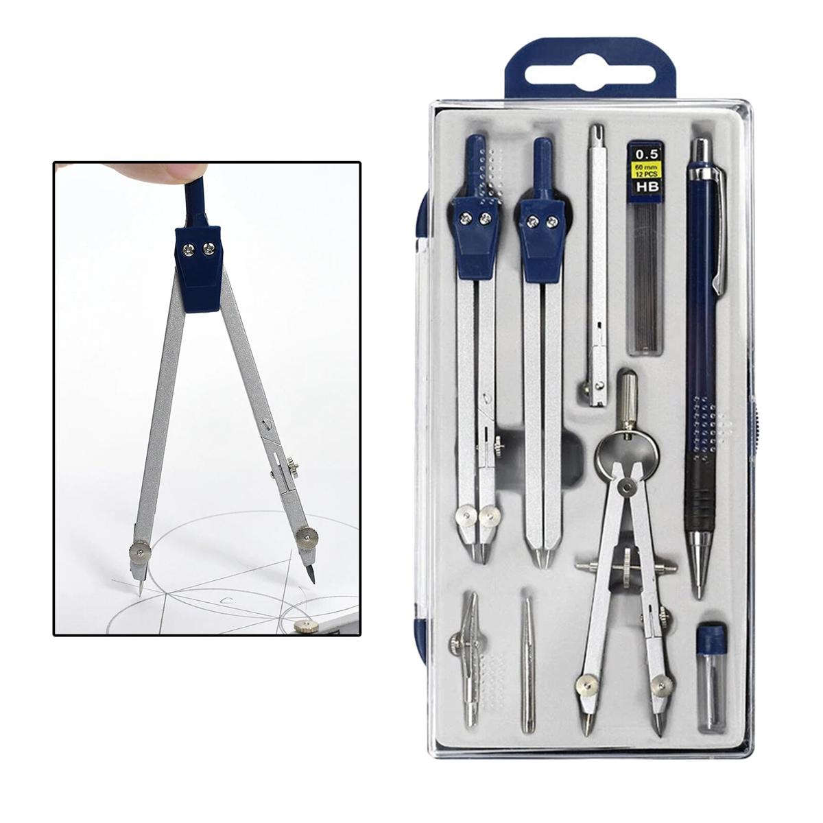 9 Pieces Math Geometry Sets with Storage Box,Includes Compass ...