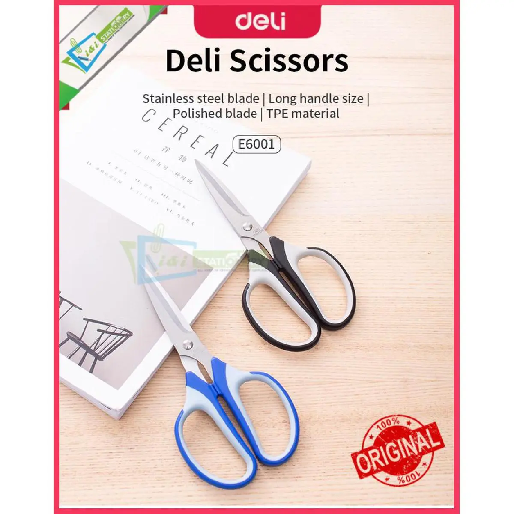 Deli Scissors 6001 7 inch 190mm Random Color 1 pcs