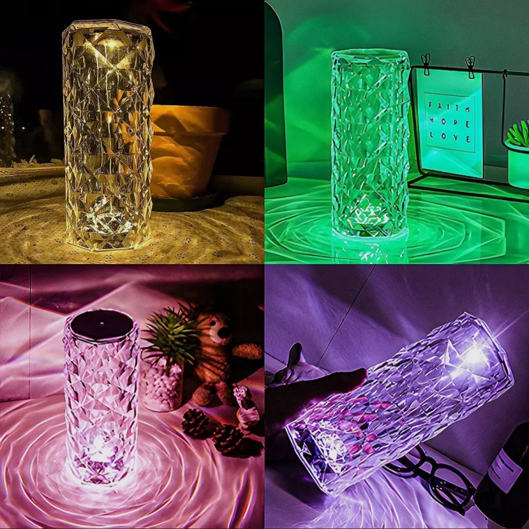 Rose Crystal table Lamp 16 Color Changing RGB Touch Lamp USB Romantic ...
