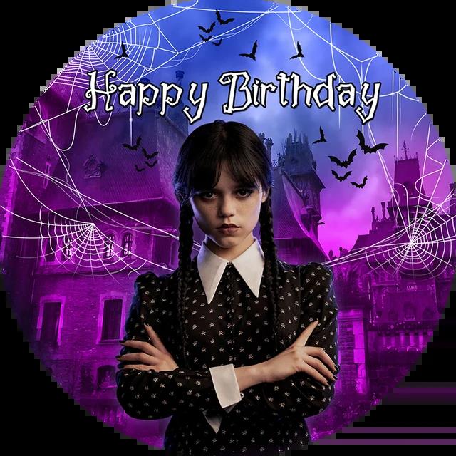 Wednesday Addams Round Cover Girl Birthday Baby Shower Backdrop ...