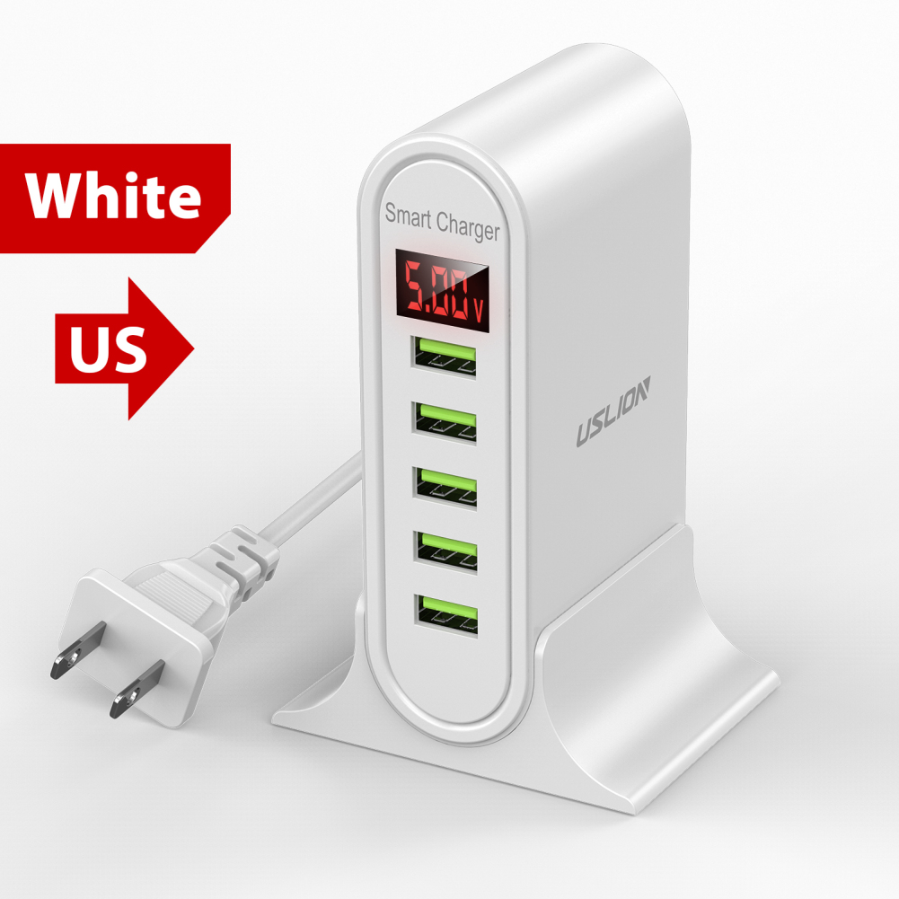 USLION 5 Port USB Charger For Xiaomi LED Display Multi USB Charging ...