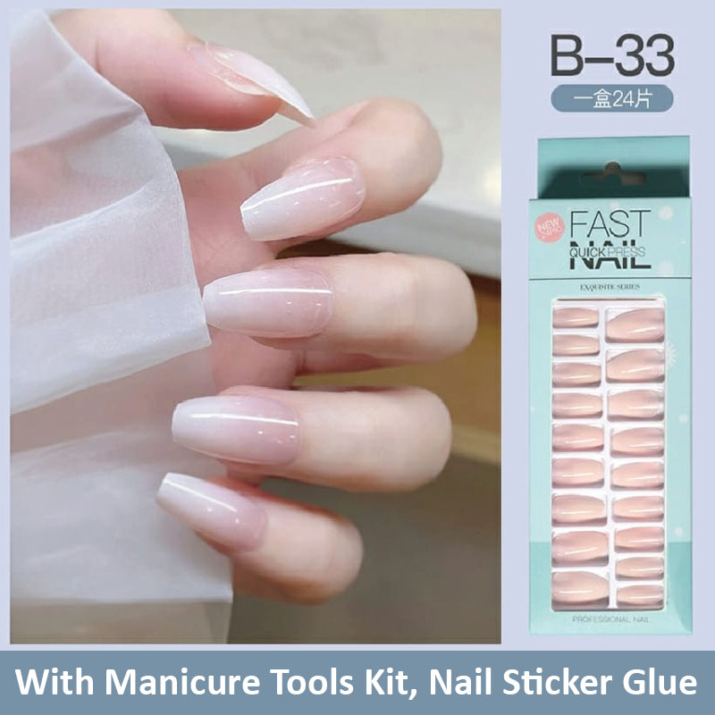 Fast Nail B Series Quick Press 24x False Nail Set With Sticker Glue ...