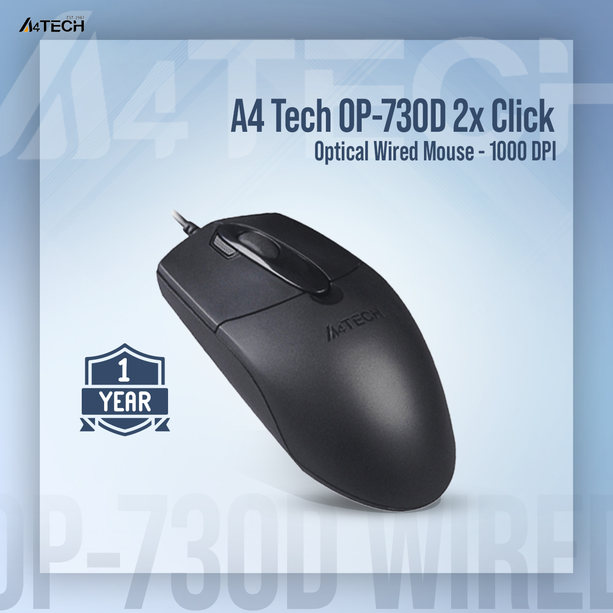 A4tech OP-730D 2x Click Optical Wired Mouse - 1000 DPI - Optical Sensor ...