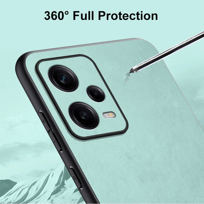 For Redmi Note 12 Pro 5G Case 360 Degrees Protection Leather Soft ...