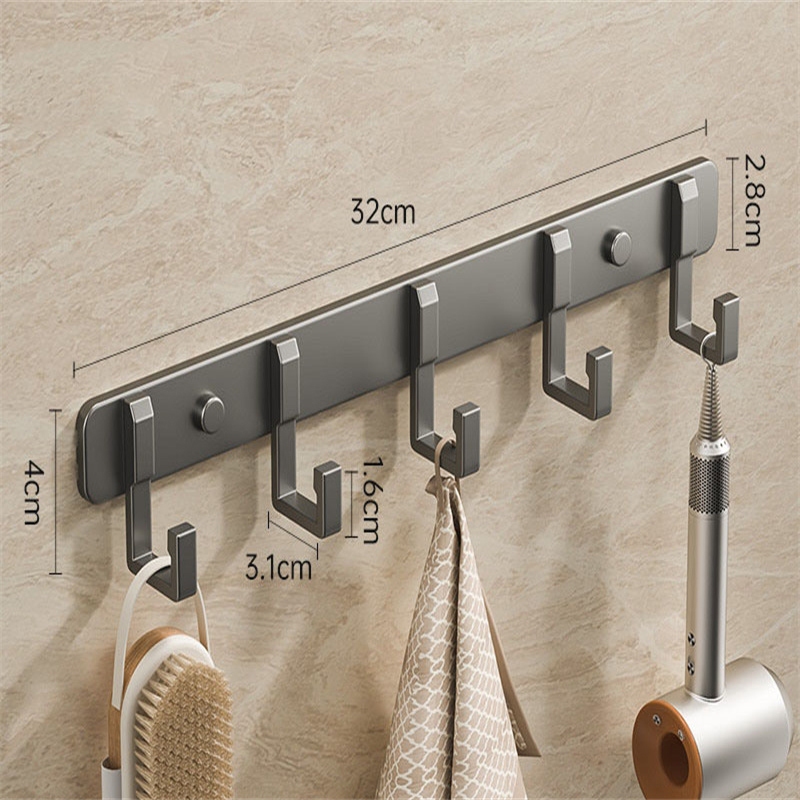 3 To 7 Hooks Metal Hooks Holder Aluminum Key Coat Clothes Door Holder ...