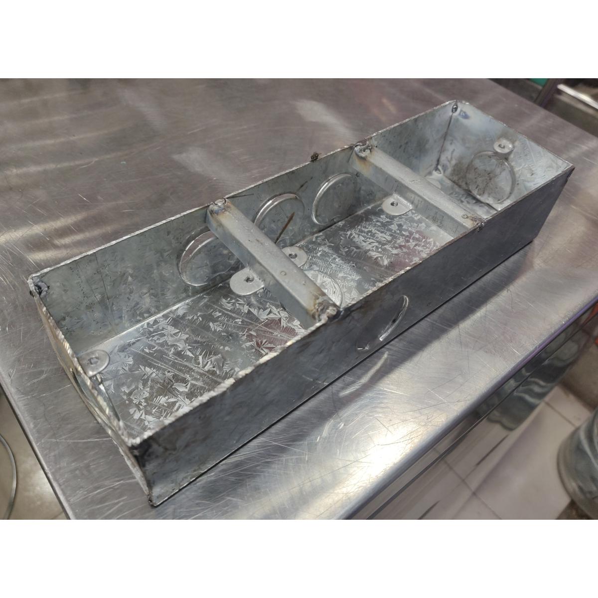 Three Gang Steel Junction Box For Electrical Wiring Square Edge Silver ...