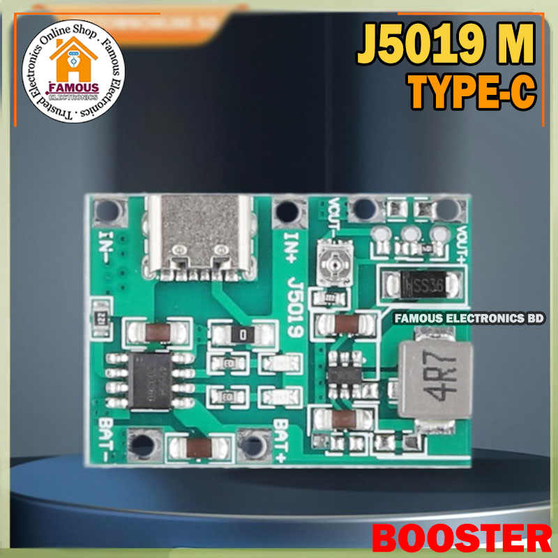 J5019 TYPE-C Li-ion 3.7/4.2 Volt Battery Charger Board + DC-DC Step Up ...