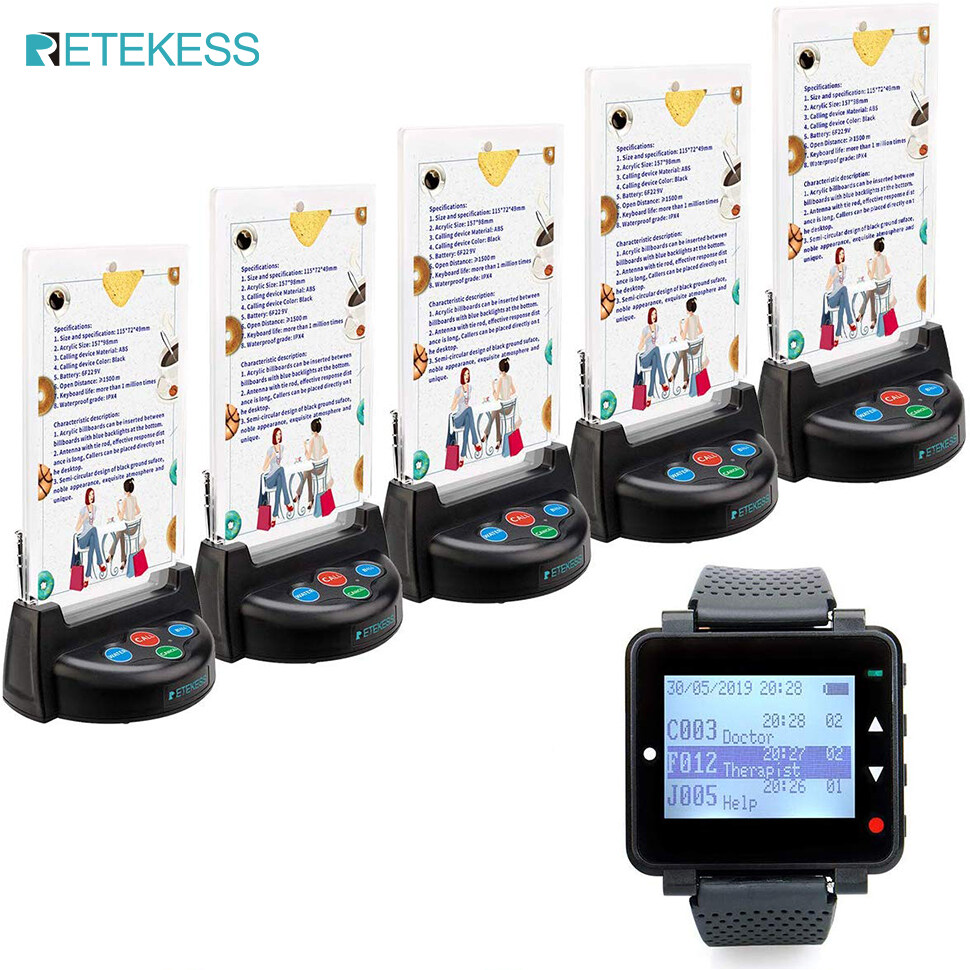 Retekess T128 Restaurant Paging System Wireless Waiter Staff Calling ...