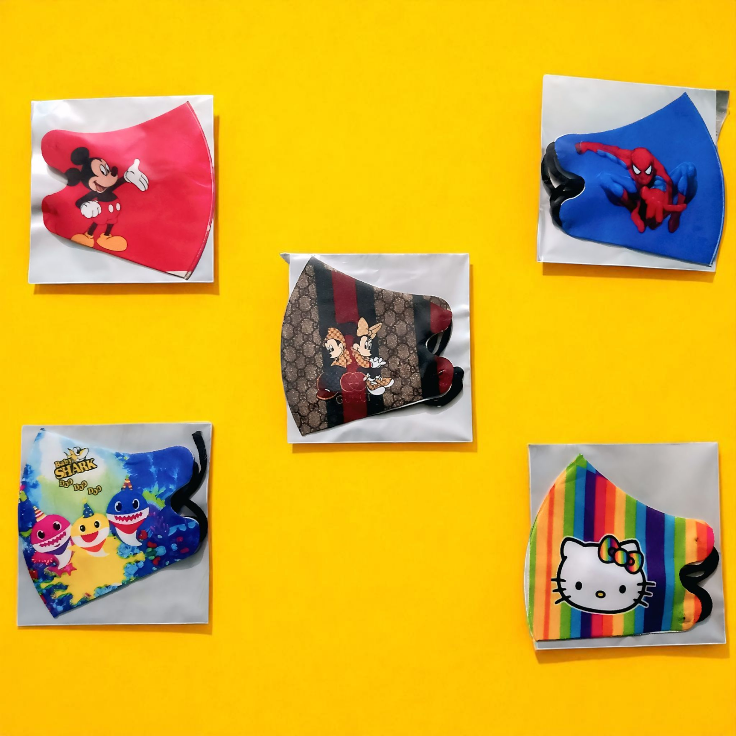 5 Pcs Reusable Kids Mask with Funny Cartoon Characters – Adjustable ...