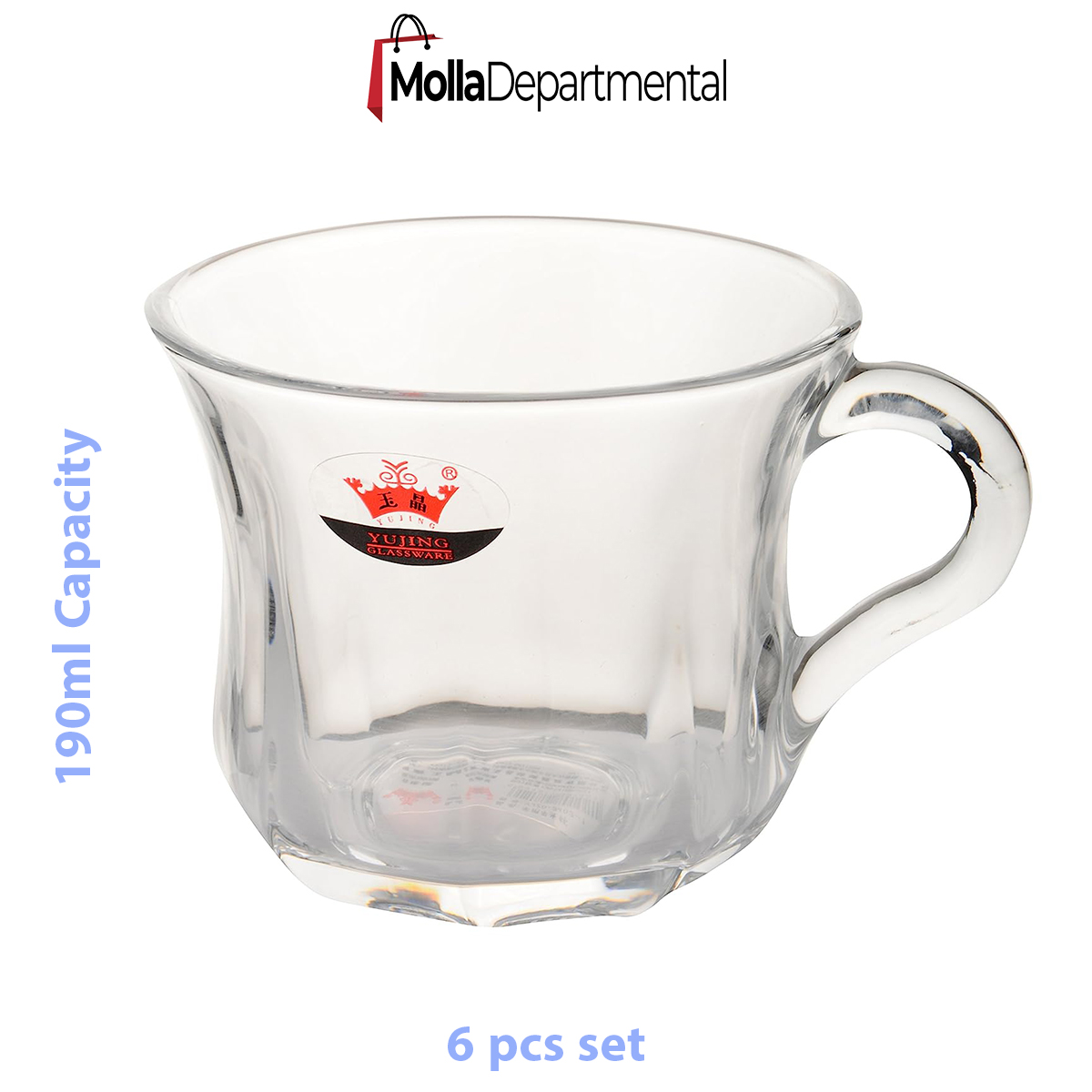 Yujing Glass Cup Set, 190 ml, 6 -Piece, Service for 6, Clear (YJZB-2402-1) | Daraz.com.bd