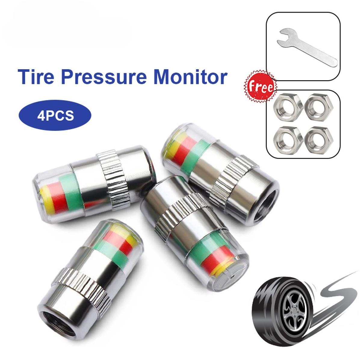 4Pcs Tire Pressure Indicator Valve Cap Anti-theft Upgrade Auto Tire ...