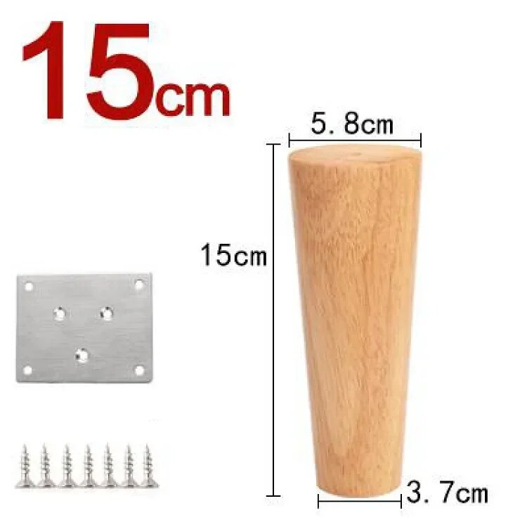 4Pc Height 6-30cm Solid Wood Furniture Legs With Connector And Screw ...