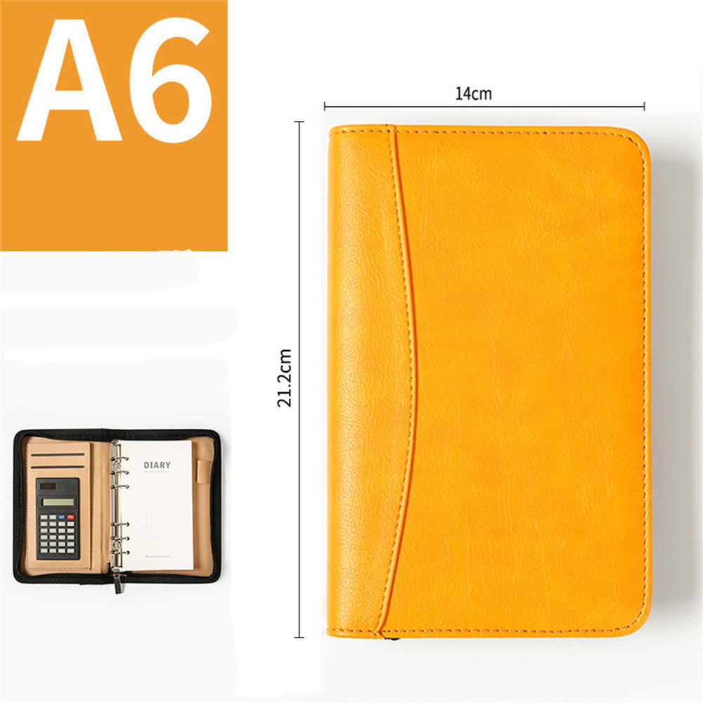 Loose Leaf Zipper Bag Diary Binder Notebook Journal with Calculator A6 ...