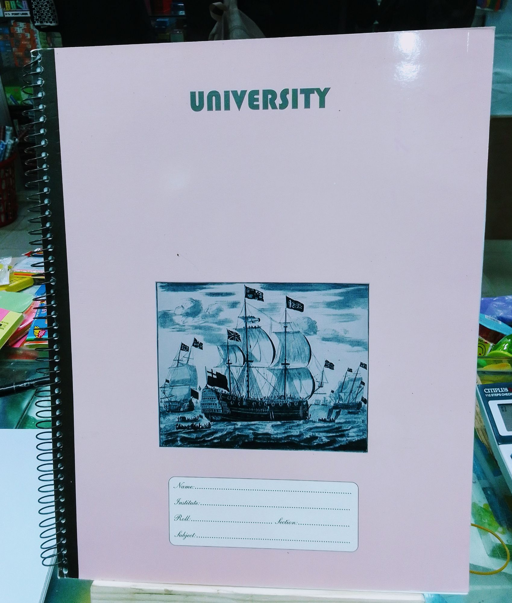 University 200 page spring notebook white paper khata pestel colour ...