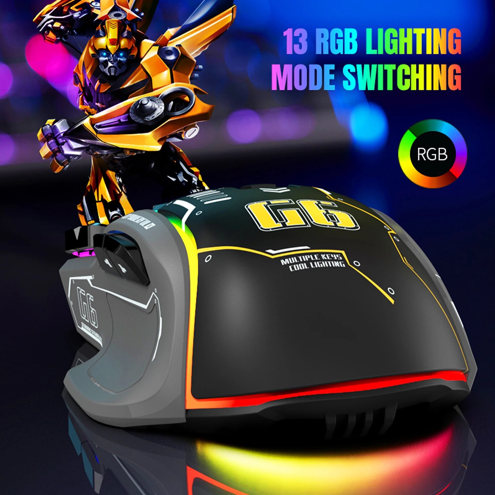 G6 RGB 12-Key Mechanical Mouse Wired Gaming Mosue Ergonomic Design 10 ...