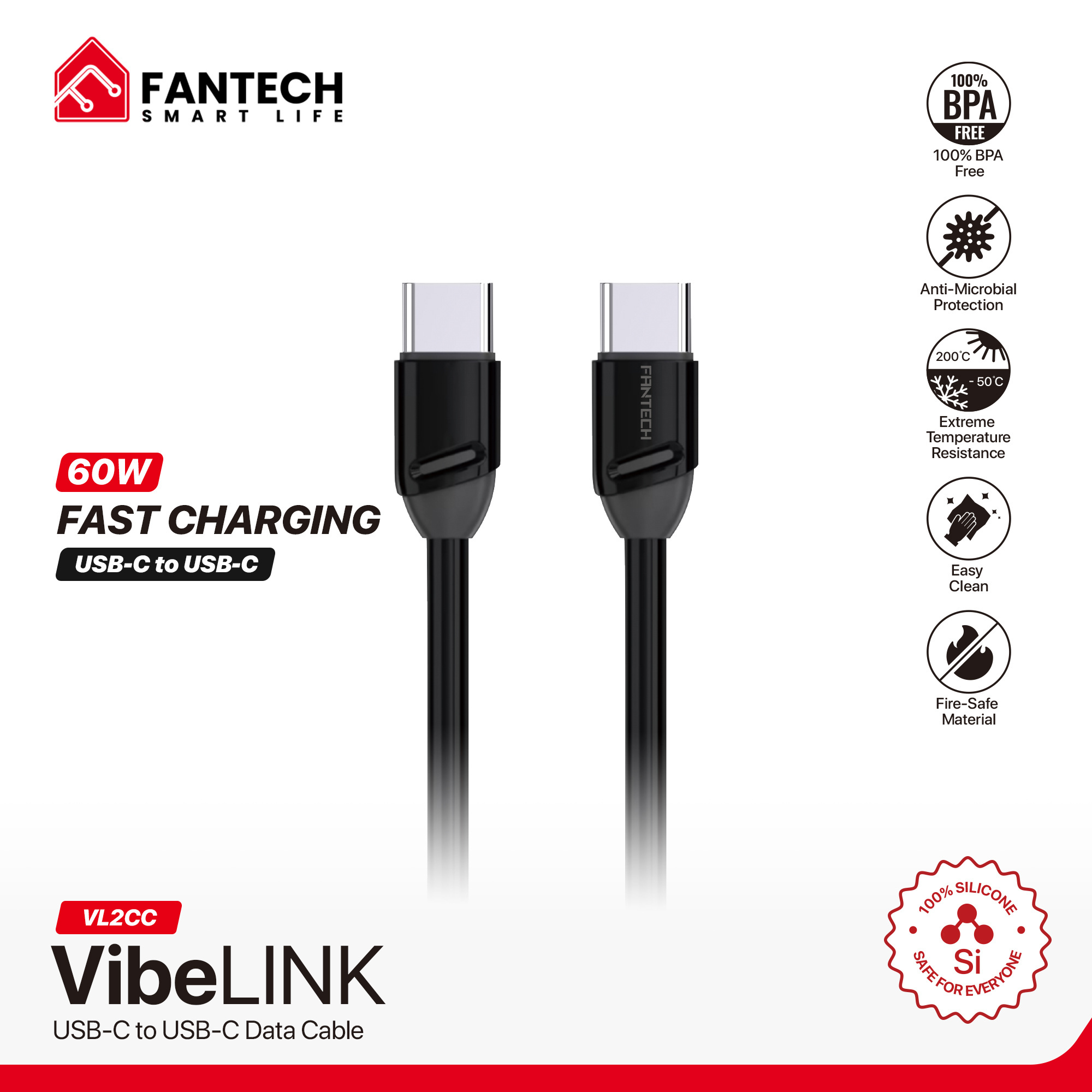 Fantech Vl2Al Series Vibelink Fast Charger Data Cable Usb-A To ...
