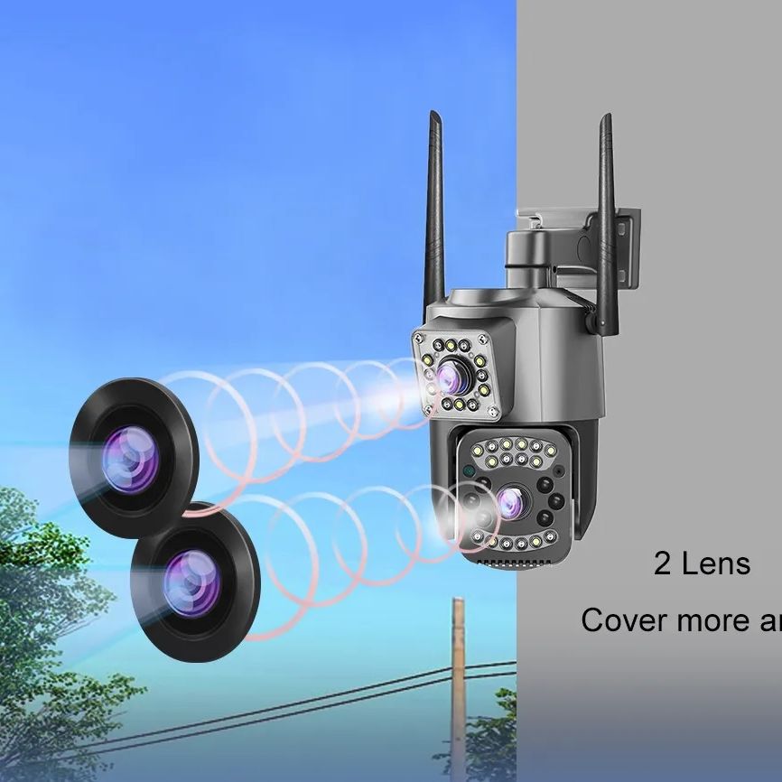 Dual-Lens Speed Wifi Camera Outdoor Two Way Audio Home Security IP ...