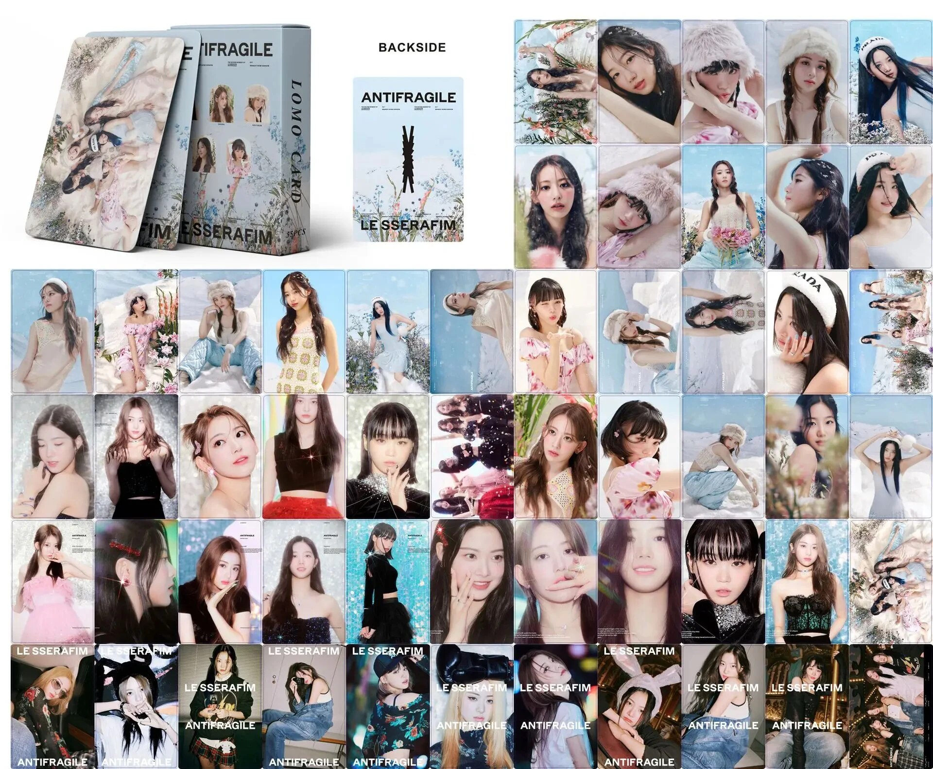 55Pcs/Set Kpop Idol LE SSERAFIM New Album Perfect Night Lomo Cards ...