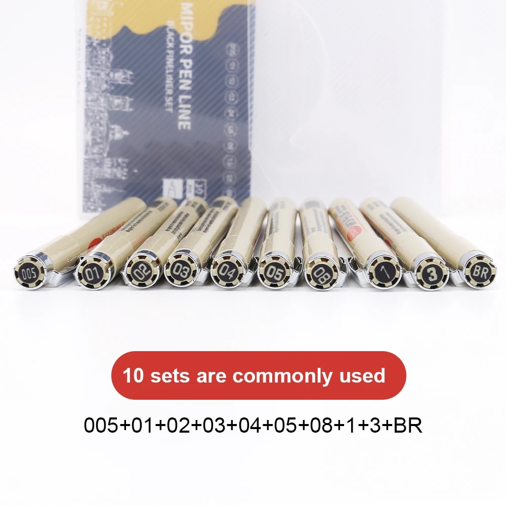 12 Tip Pigment Liner Micron Ink Marker Pen for Manga Draw Sketching ...